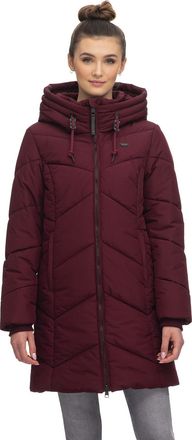 Ragwear NOVISTA Damen Frauen Mantel,Parka,Steppmantel,lange Jacke,Stehkragen,wasserdicht,Rot,XXL