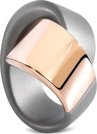 Vhernier 18kt Abbraccio Rotgold- und Titanring mit Knoten - Rosa