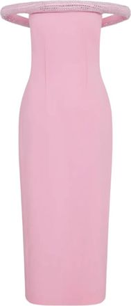 DAVID KOMA robe mi-longue à ornements en cristal - Rose