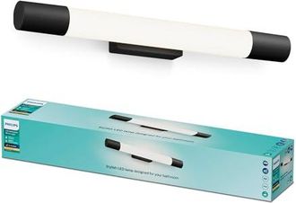 Philips Rover LED Spiegelleuchte rund, ideal geeignet f&uuml;r das Badezimmer, 5 W, 750 lm, 2700 K, Schwarz, IP44, wasserfest