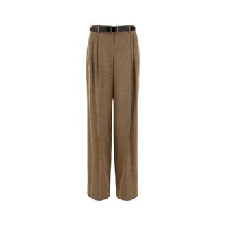 Dolce & Gabbana Hose aus Leinen und Viskose im Tweed-Look - - Trousers - Damen - Braun - XS