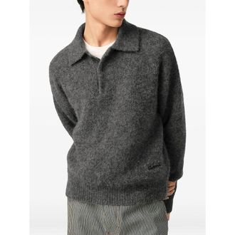 Ami Alpaca Wool Knit Polo Sweater - Grey