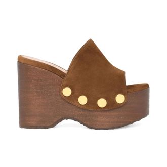 Gianvito Rossi Femme, Chaussures, Brun, Taille: 37 EU Sandale compens&eacute;e &agrave; plateforme