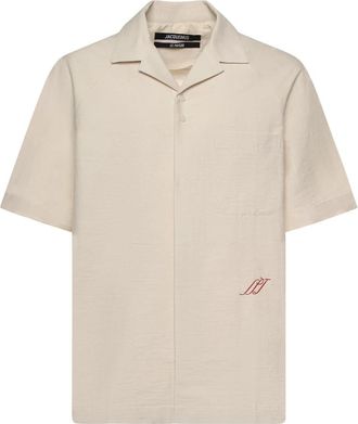 Jacquemus Homme, Chemises, Beige, Taille: XL Chemise &agrave; Manches Courtes Romarin