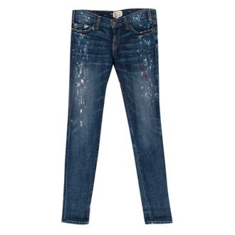 Current Elliott Blue Denim The Skinny Paint Jeans Size XS
