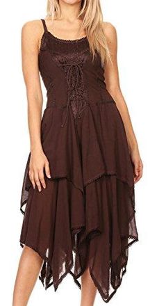 Sakkas 9031 Robe Ourlet Mouchoir Lady Mary Corsage en Jacquard- Brown - OS