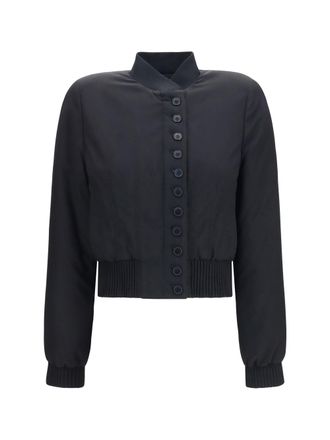 Alexander McQueen Womens Bomber Jacket Black Polyester