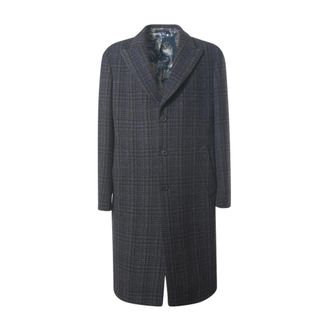 Etro Manteau en laine et cachemire &agrave; motif &eacute;cossais - Homme - Manteaux - Bleu - Taille: M