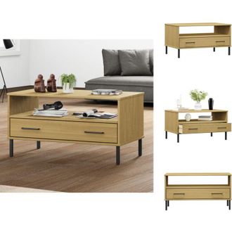 vidaXL Couchtisch oslo mit Metallbeinen Braun 85x50x45 cm Massivholz - Holz Couchtisch - Massivholzk&uuml;che - Wohnzimmerstil - Sideboard - tv Stand