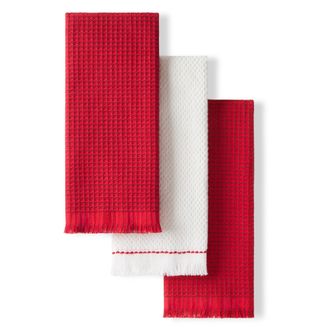 KitchenAid Gourmet Series Gridlines Küchentücher, 3er-Pack, 100% Baumwolle, saugfähig, Passion Red, 45,7 x 71,1 cm