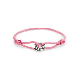 s.Oliver Bracelet - Elegantes Armband aus poliertem Edelstahl - rosa - Textilband verstellbar bis 24 cm - wasserfest & hautfreundlich