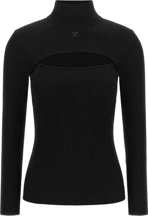 Courr&egrave;ges Pull Col Rond - Noir
