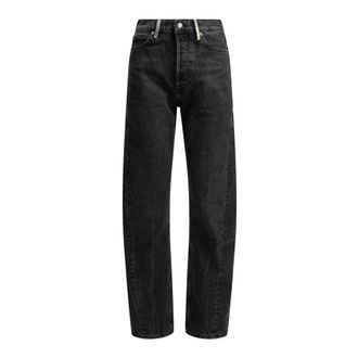 Alexander Wang Jean droit &agrave; passants de ceinture en cristal - Femme - Jeans - Noir - Taille: W24