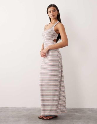 South Beach Robe longue en jersey &agrave; rayures - Multicolore