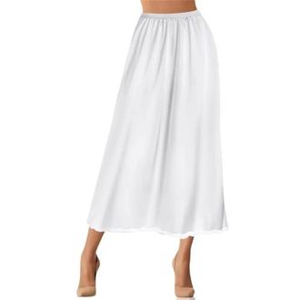 Generic Demi-slip en dentelle satin&eacute;e pour femme sous une robe, demi-slip pour femme sous une robe, longue pour femme, blanc, XXL