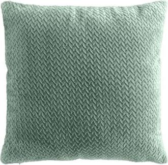 Douceur d'Int&eacute;rieur Kissen mit abnehmbarem Bezug (45 x 45 cm), Flanell, Khaki, Relief, einfarbig