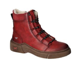 Mustang Jeans Damen Stiefelette Trendige Schn&uuml;rboots warm gef&uuml;ttert 1436-605, Gr&ouml;&szlig;e:38 EU, Farbe:Rot