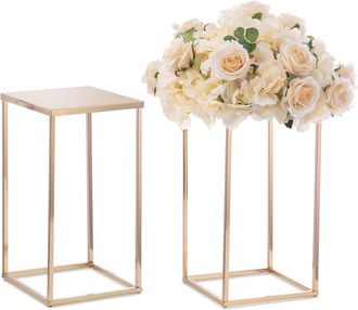Nuptio Nuptio Gold Hochzeit Tafelaufsätze für Tische - 2 Stück Geometrische Goldene Vase 40cm Hohe Blume Stehen Tisch Tafelaufsatz Metall Vasen Spalte Steht 