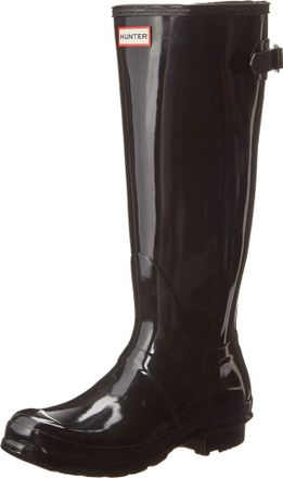 Hunter Hunter Damen Original Back Adjustable Gloss Tall Gummistiefel, Schwarz (Black), 38 EU