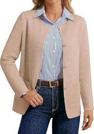 Grace Karin Cardigan dhiver &agrave; manches longues et col rond boutonn&eacute; pour femme, kaki, S