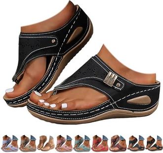 Generic Sandales orthop&eacute;diques compens&eacute;es pour femme - Tongs orthop&eacute;diques l&eacute;g&egrave;res - Soutien de la vo&ucirc;te plantaire - Pantoufles dext&eacute;rieur d&eacute;contract&eacute;es - Cou