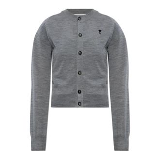 Ami Femme, Pulls, Gris, Taille: 38 FR De Coeur Wool Cardigan