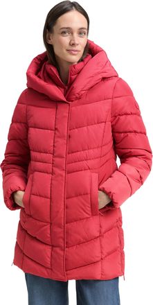 Tom Tailor Damen Puffer-Mantel im 2-in-1-Look, 28124-Dried Pomegranate, S