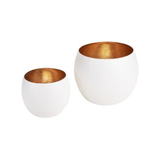 Gift Company Windlicht Madras rund weiß matt/nudegold, 2er Set