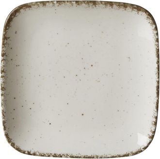 Ritzenhoff & Breker Beilagenteller Casa, 14 x 14 cm, Eckiger Brotteller im Vintage-Look, Mix & Match-Geschirr, Spülmaschinenfest & Mikrowellengeeignet, Porzellan, Creme