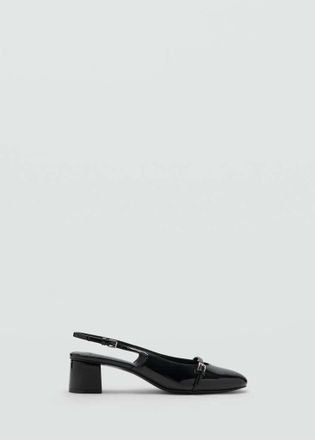 Mango Chaussures &agrave; talon en cuir verni avec brides &agrave; boucle noir - Femme - 35 - MANGO