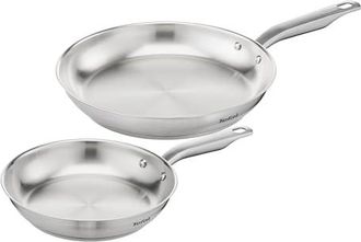 T-fal Virtuoso 2-teiliges Pfannenset 24 + 28 cm, Pfannen Induktion, hochwertiger Premium-Edelstahl, unversiegelt, f&uuml;r alle Herdarten geeignet, backofengeeig