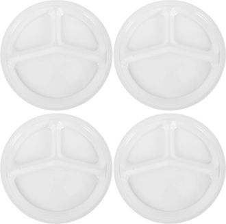 TOPBATHY Fast Food Tray Set Mit 3 F&auml;Chern Wei&szlig; 26Cm - Ideal F&uuml;R Snacks Obst Und Beilagen Perfekt F&uuml;R Zuhause Und Gastronomie 4 St&uuml;Ck