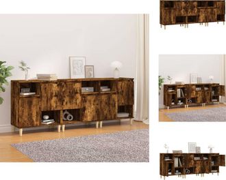 vidaXL Sideboards 3 Stk. R&auml;uchereiche 60x35x70 cm Holzwerkstoff - Sideboard - Wohnzimmerm&ouml;bel - Holzm&ouml;bel - Regal - Aufbewahrungsraum