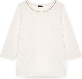 Fiorella Rubino Femme, Tops, Gris, Taille: 42 FR T-shirt en jersey lurex avec col d&eacute;cor&eacute;