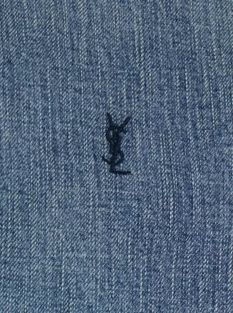Saint Laurent Mens Shirt Classic Collar Light Blue Denim Textile