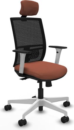 Piqueras y Crespo B&uuml;rostuhl mit wei&szlig;en und schwarzen Armlehnen, h&ouml;henverstellbare Lendenwirbelst&uuml;tze und h&ouml;henverstellbares Kopfteil, Schwarz/Braun