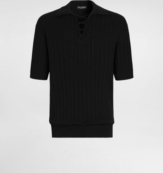 Dolce & Gabbana Serafino-poloshirt Aus Baumwolle - Mann Strickwaren Schwarz 52