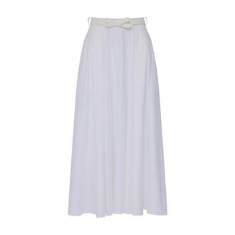 Elisabetta Franchi Satin Midi Rock mit G&uuml;rtel - - Skirts - Damen - Wei&szlig; - S