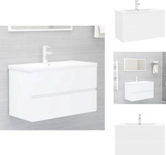 vidaXL Armoire dévier avec lavabo intégré blanc bois dingénierie - Meuble Lavabo - Ensemble Meuble Salle De Bain - Armoire Évier - Lavabo Intégré - Salle