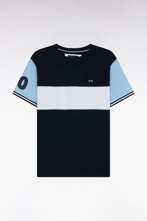 Eden Park T-shirt En Coton Marine Et Ciel Coupe D&eacute;contract&eacute;e