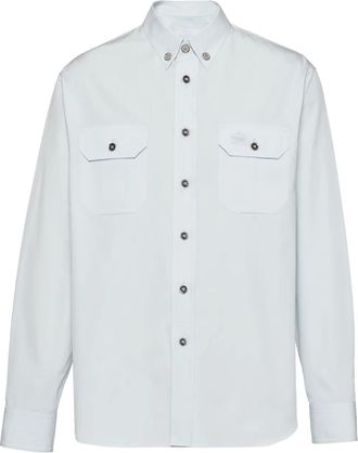 Prada chemise en coton à boutonnière - Bleu