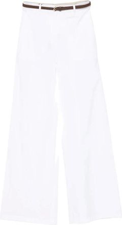 Max Mara Femme, Pantalons, Blanc, Taille: 40 FR Pantalon large ceintur&eacute;