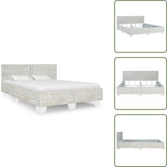 vidaXL Mangoholz - vidaXL Bettgestell Grau Natur Rattan 160 x 200 cm - Schlafzimmerm&ouml;bel