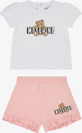 Moschino Set aus T-Shirt und Shorts aus Baumwolljersey - Wei&szlig;