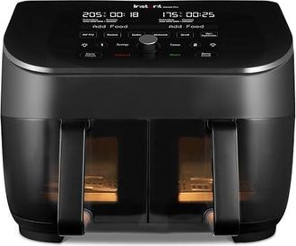 Instant Pot Instant Vortex Plus Doppelkorb mit ClearCook - 7.6L Digitale Heißluftfritteuse, Schwarz, 8-in-1 Smarte Programme, Backen,Braten, Grillen, Dehydrieren,