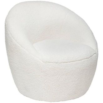Atmosphera Atmosphera - Fauteuil Romi bouclette blanc cr&eacute;ateur dint&eacute;rieur