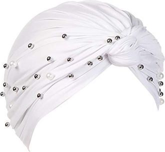 Generic Turban pour femme avec perles - Bandeau élastique - Bonnet musulman - Élégant turban dété - Hijab chimio - Chapeau - Bonnet bandana - Respirant - Prot