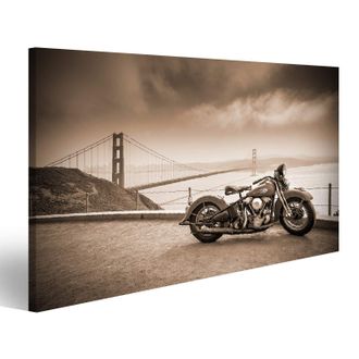 Islandburner Bild auf Leinwand Harley Davidson in San Francisco - Leinwand Bild Motorrad in verschiedenen Formaten f&uuml;r Wohnzimmer, Schlafzimmer - Leinwandbilder, W