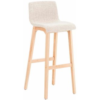 Clp Tabouret de bar Hover Assise en Tissu pieds Bois Nature Cr&egrave;me