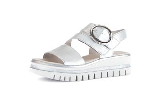 Gabor Damen Riemchensandalen, Frauen Sandalen,Sommerschuhe,Freizeitschuhe,offene Schuhe,Strandschuhe,Sandaletten,bequem,Silber,40.5 EU / 7 UK